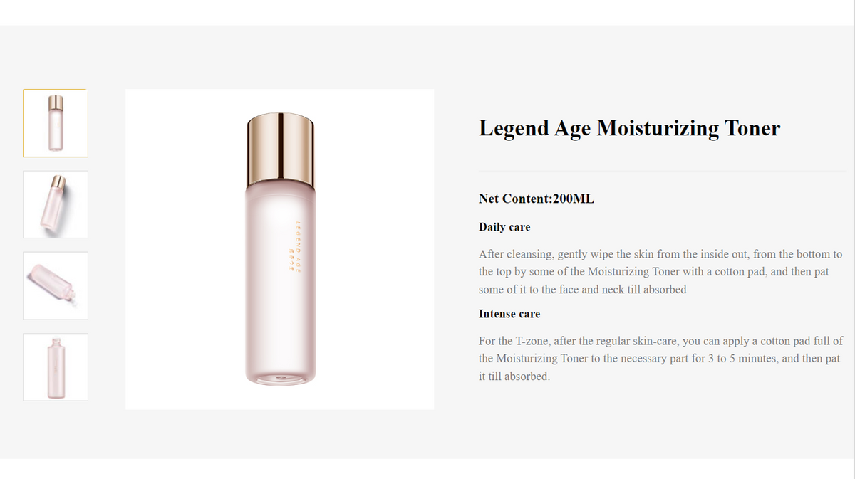 Legend Age Moisturizing Toner — Aloe Vera, Tremella & Inositol Hydrati ...